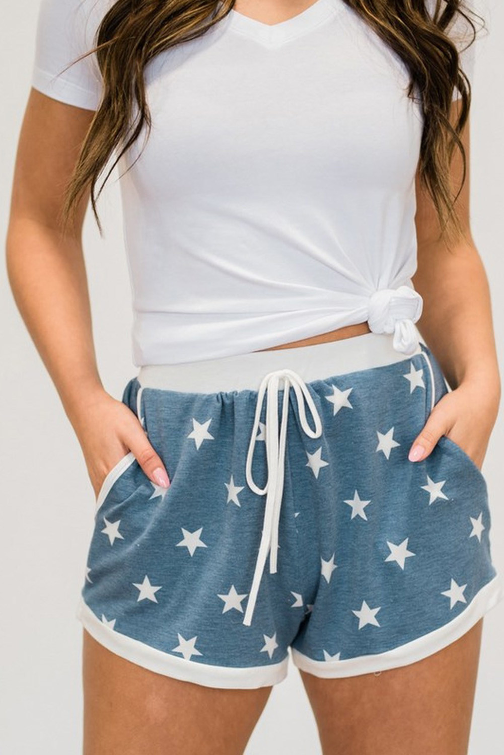 US$ 4.83 Dropship Blue Star Print Leisure Shorts